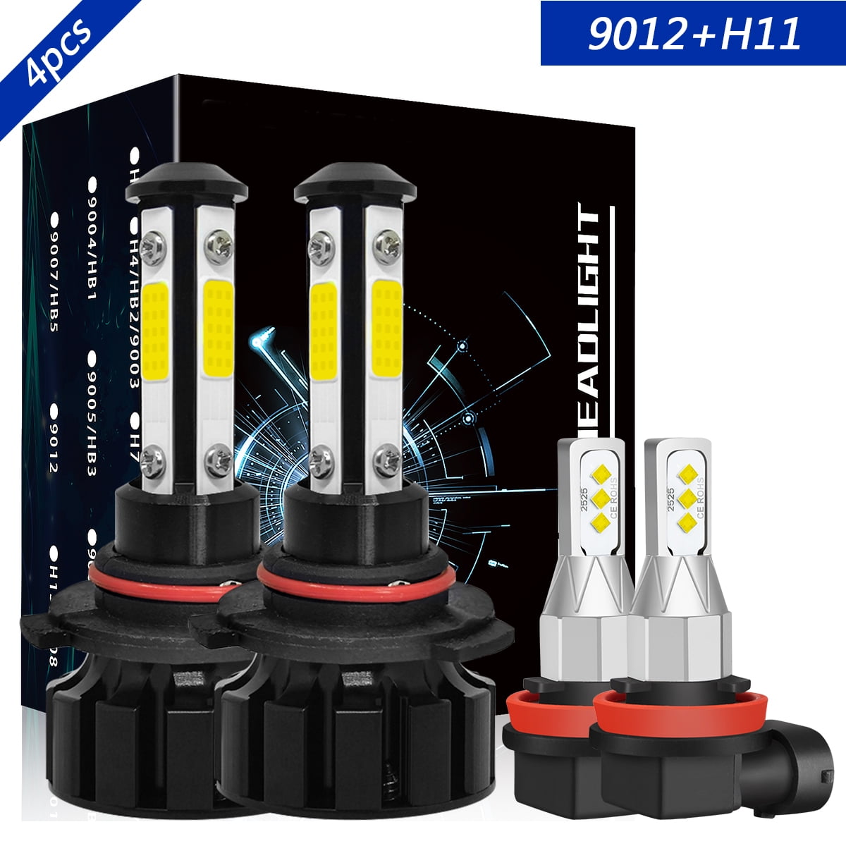 9012 High&Low Beam+H11 Fog Light for Fiat 500 2012-2019 LED Headlight ...