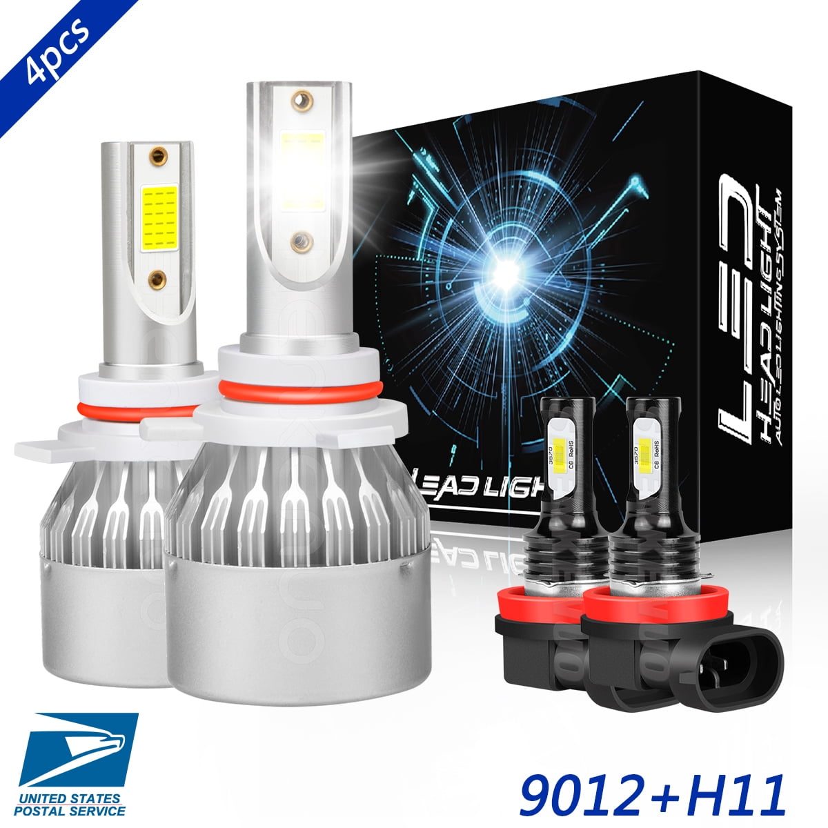 9012 High&Low+H11 Fog Light for Fiat 500 2012-2019 LED Headlight Bulbs ...