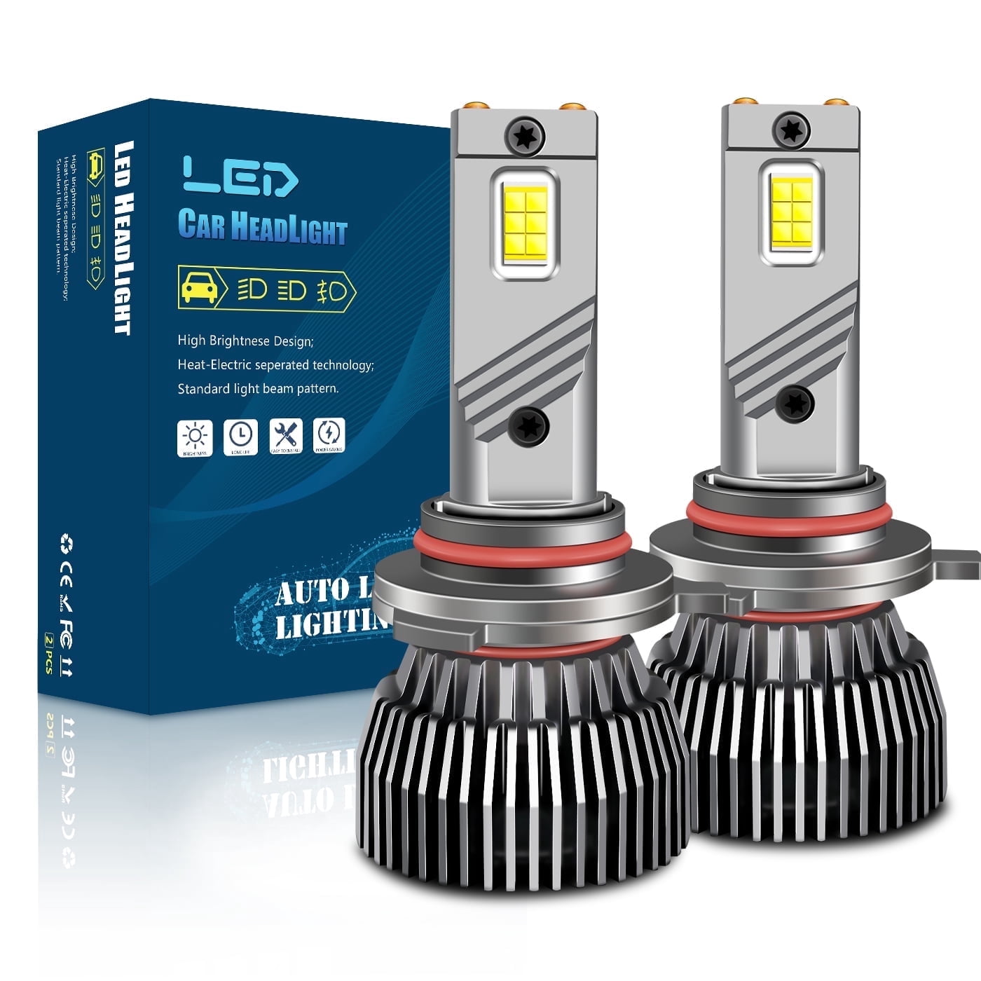 9012/Hir2 Super Bright LED Bulbs 30000LM 6500K White for Car Headlights ...