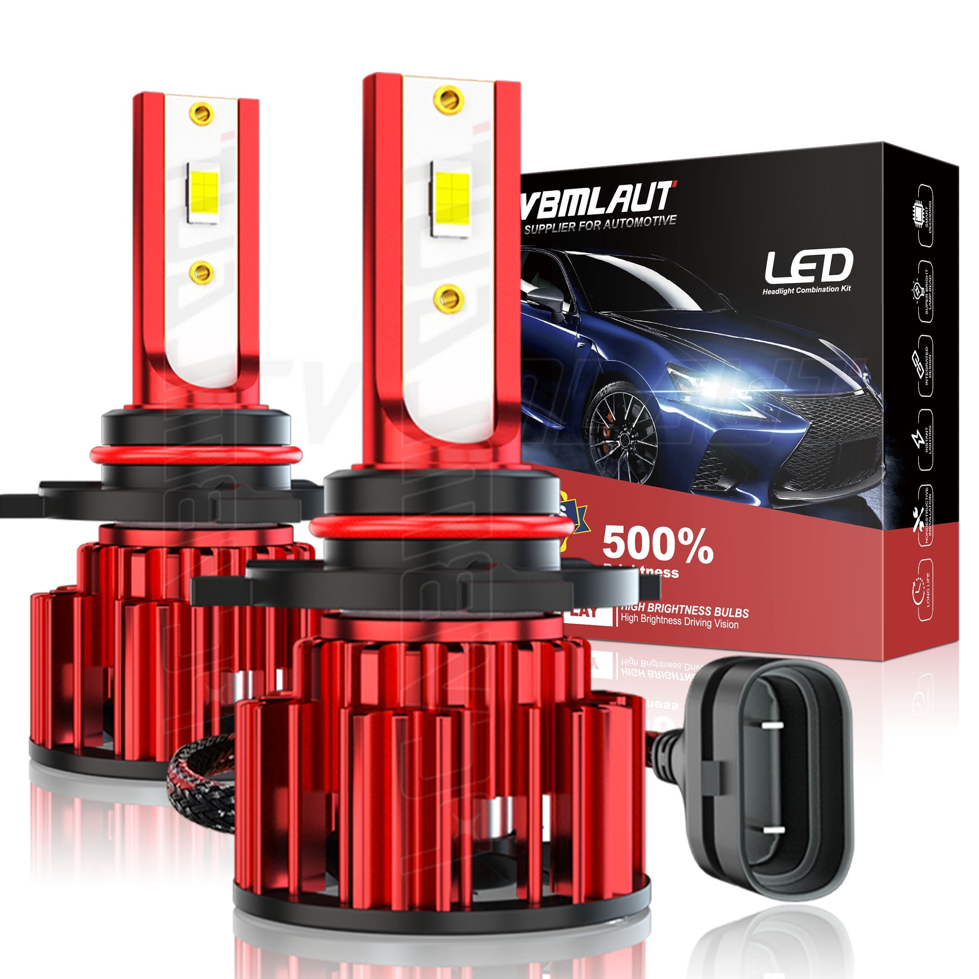 9012 LED Headlight Bulbs 6000K White HIR2 Low Beam Headlight Bulb 500% ...