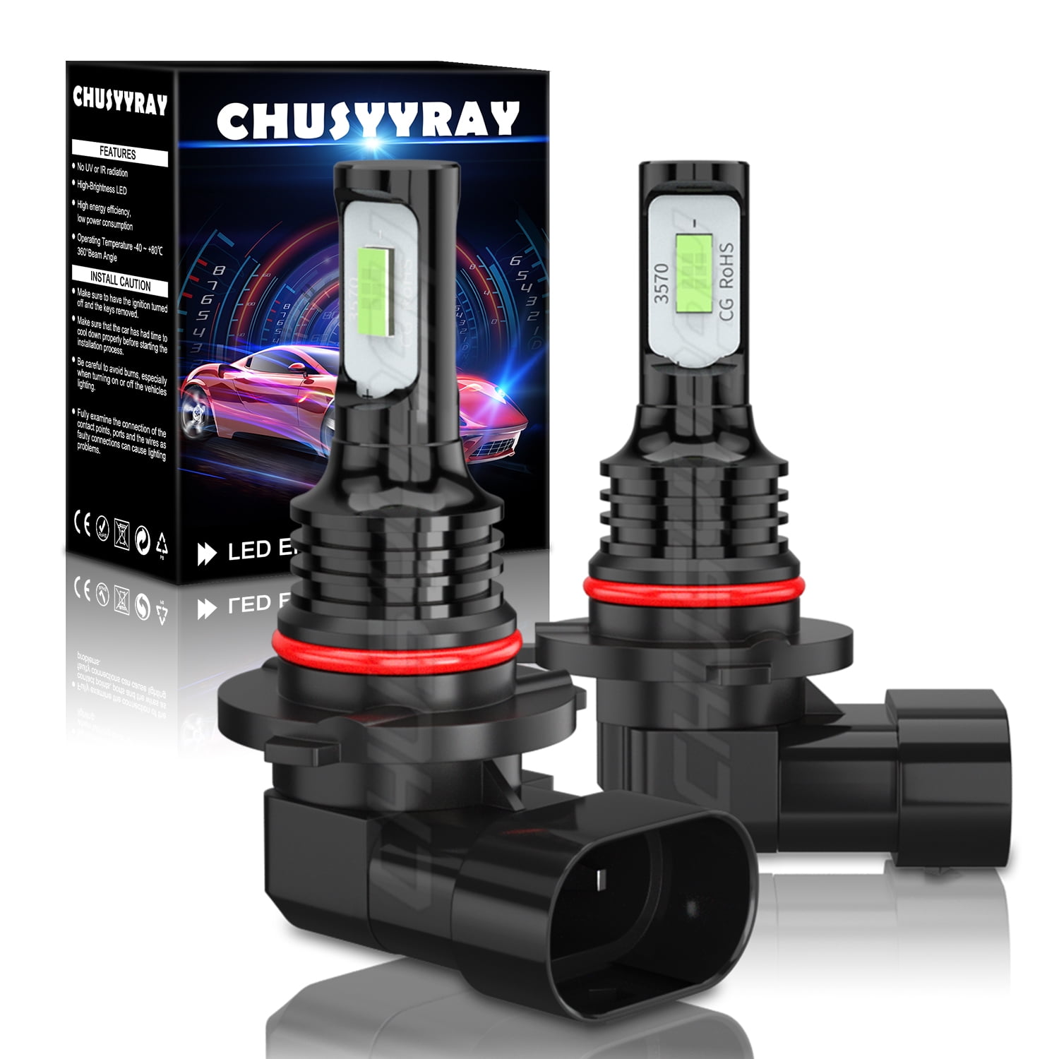 CHUSYYRAY 9012 LED Headlight Bulbs for Ford Edge Taurus 8000K High Low ...