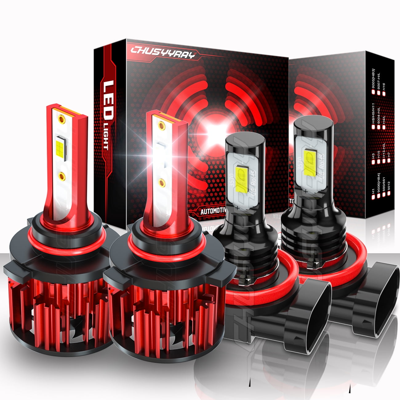 9012 LED Headlight High Low Beam H11 H9 Fog Light Combo Conversion Kit ...