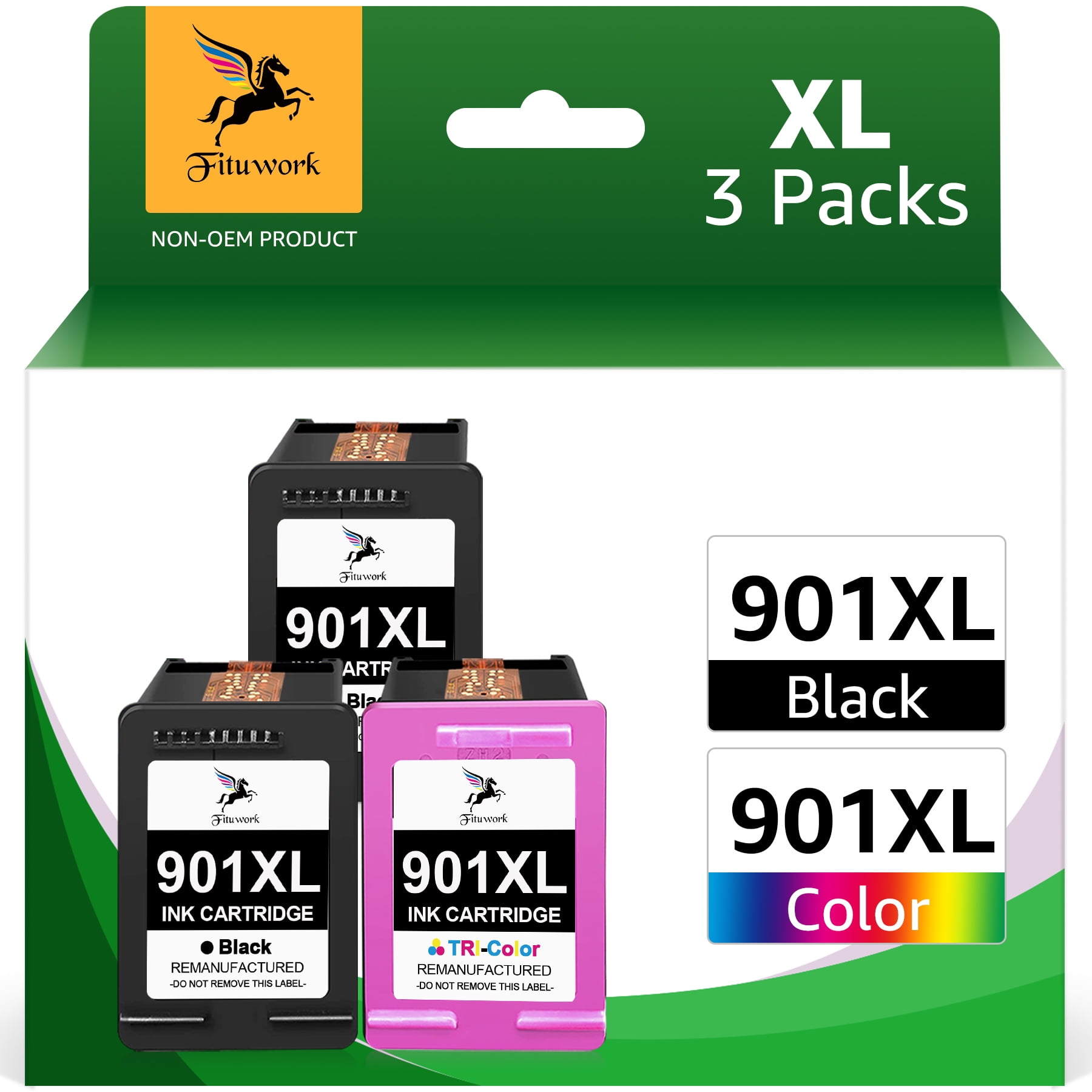 Fituwork HP 901XL Ink Cartridge for OfficeJet J4680, J4580, etc. (2 ...