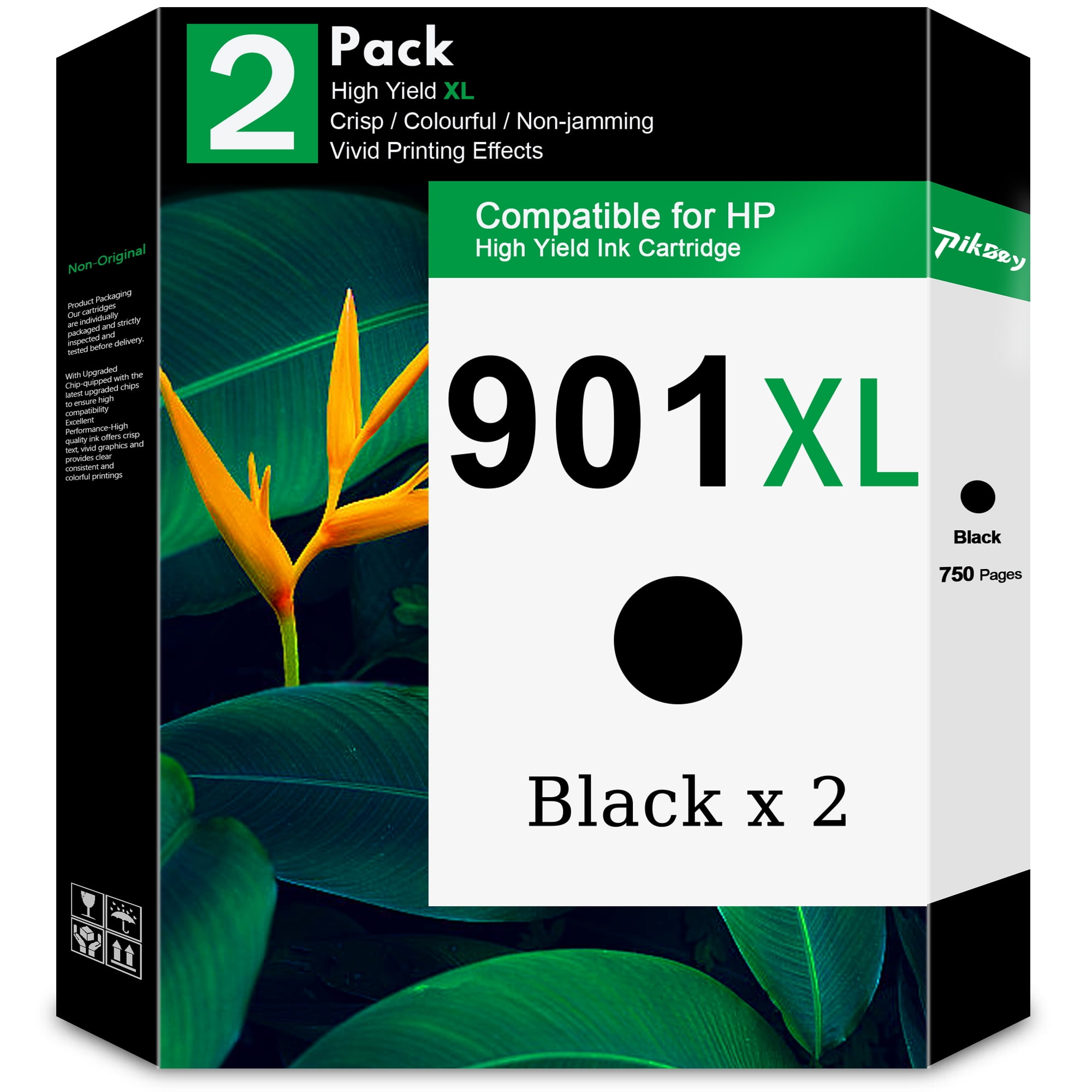 901XL Ink Cartridges 2 Black Compatible for HP 901 Ink Cartridge for ...