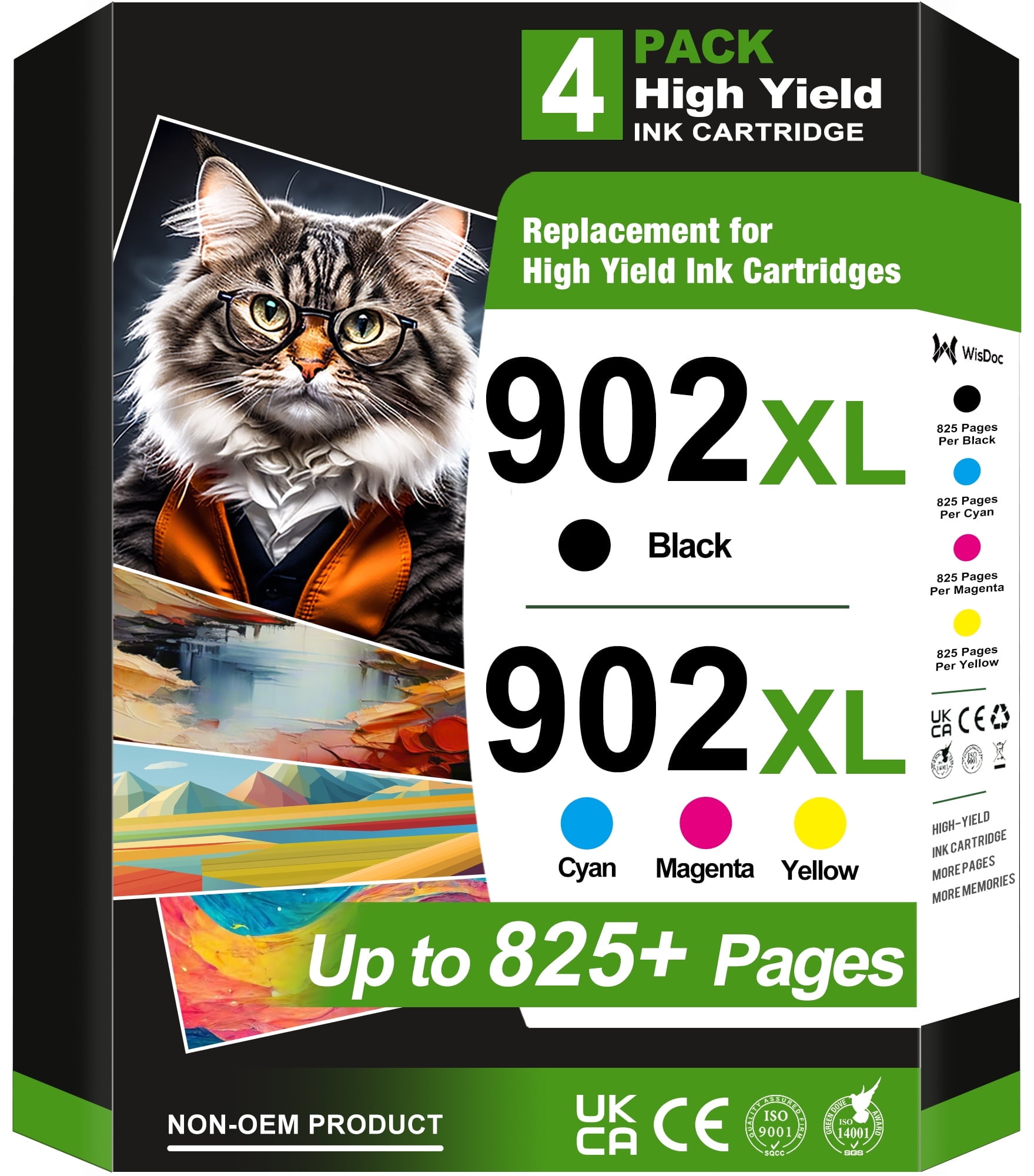 HP 902XL Ink Cartridge, 4 Pack for Officejet Pro 6978, 6968, 6958, 6970 ...