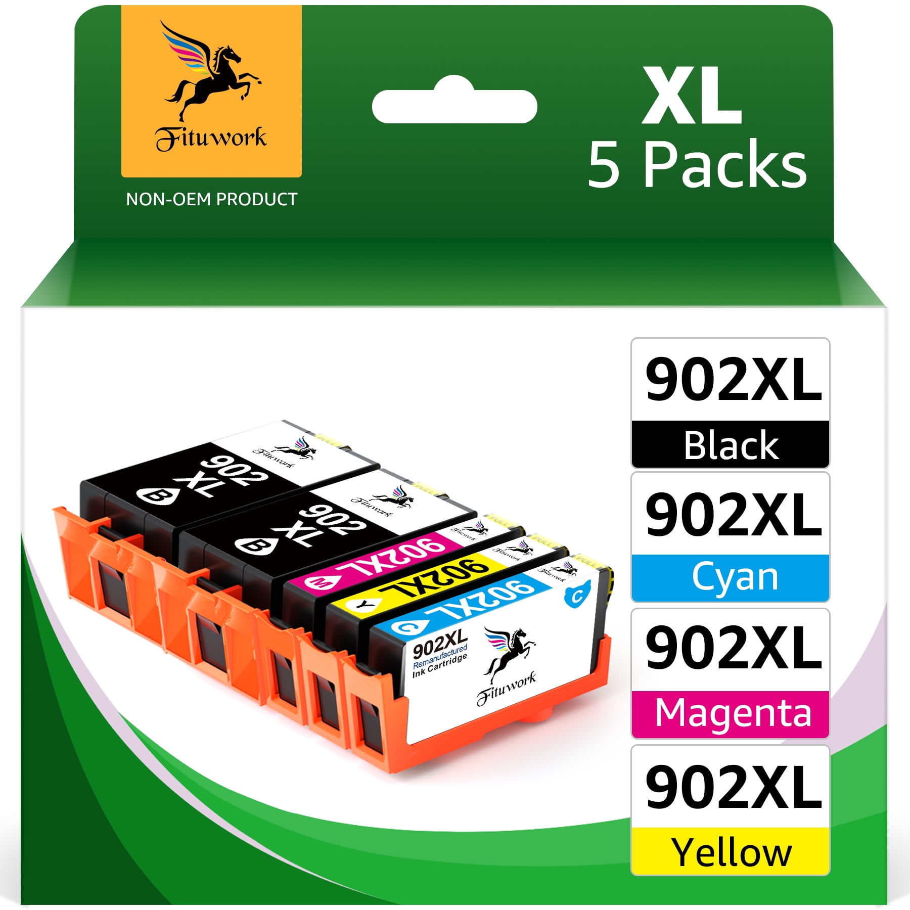 Greensky 902XL Ink Cartridges 5-Pack for HP Officejet Pro 6960/6974 ...