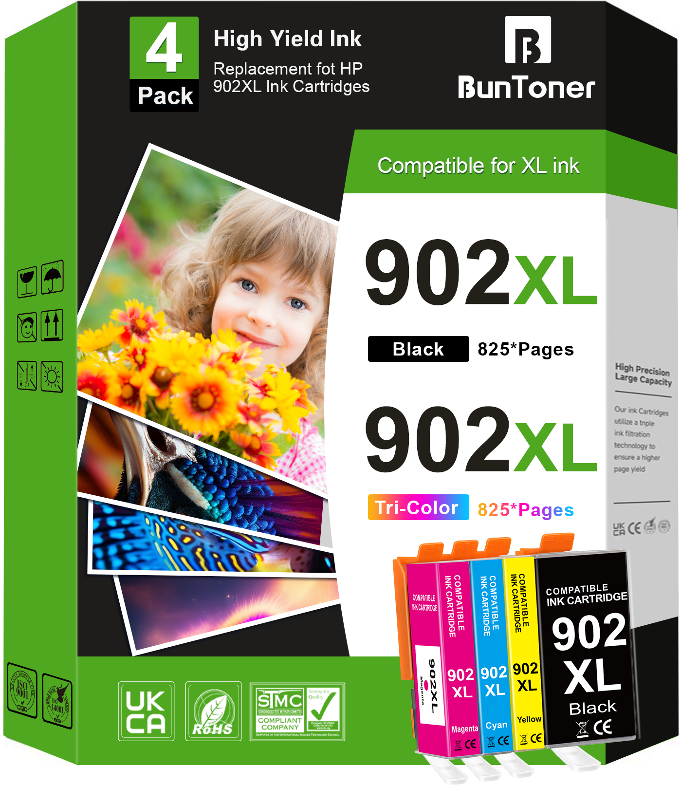 BUNTONER 902XL Ink Cartridge Combo Pack, Printer Compatible Replacement ...