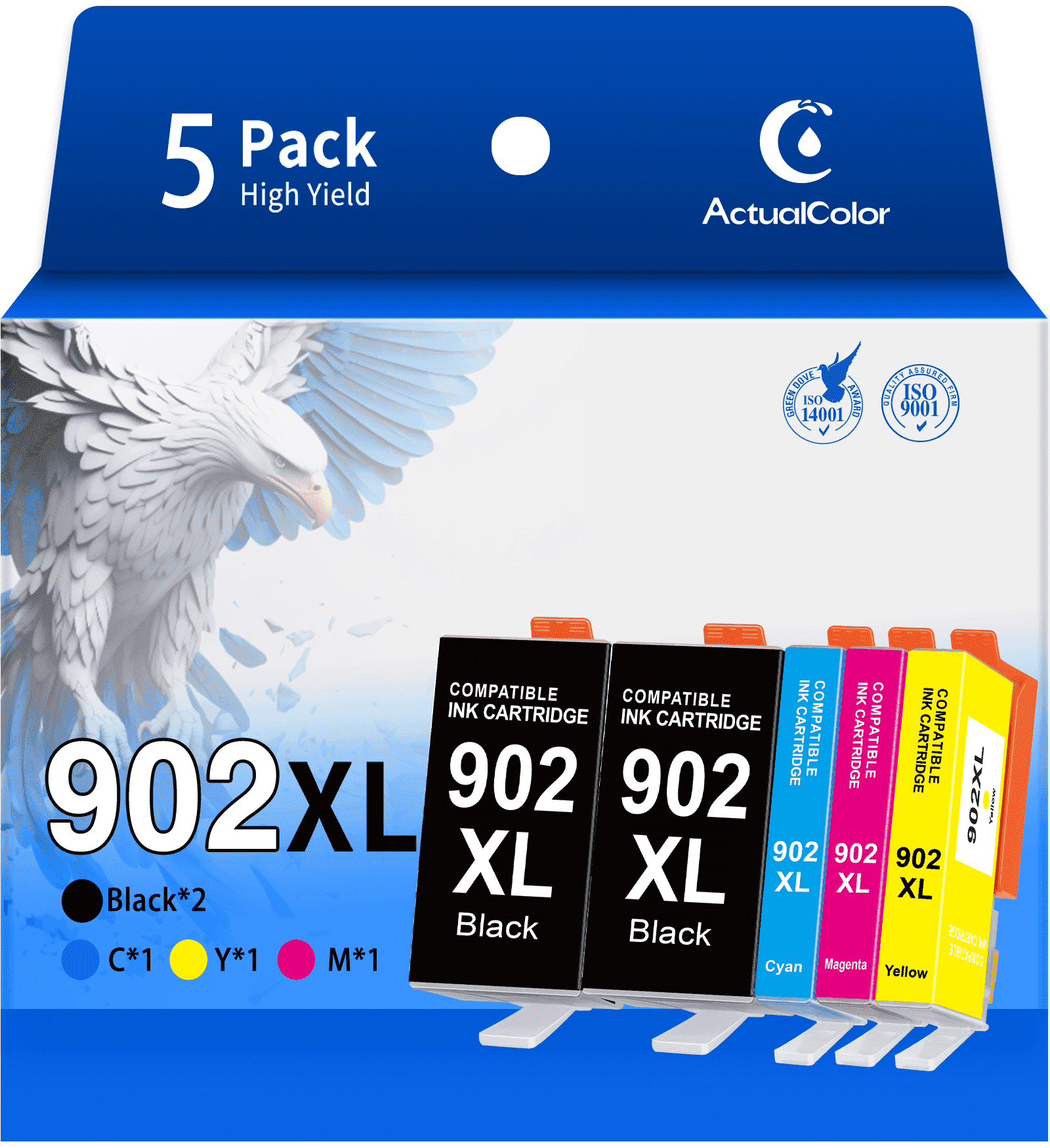 HP 902XL High-Yield Ink Cartridge Pack (5-Pack, Black, Cyan, Magenta ...