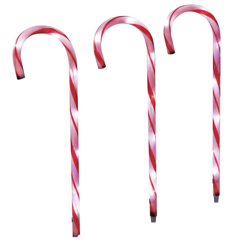 9043841 LED CANDYCANE PATHWY 3PC Celebrations Clear 27 in. Candy Cane ...