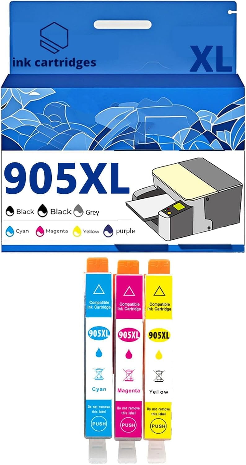 905XL 905 Ink Cartridges Compatible for HP 6950 6960 6970 Inkjet Printers, Leak-Proof Design ...