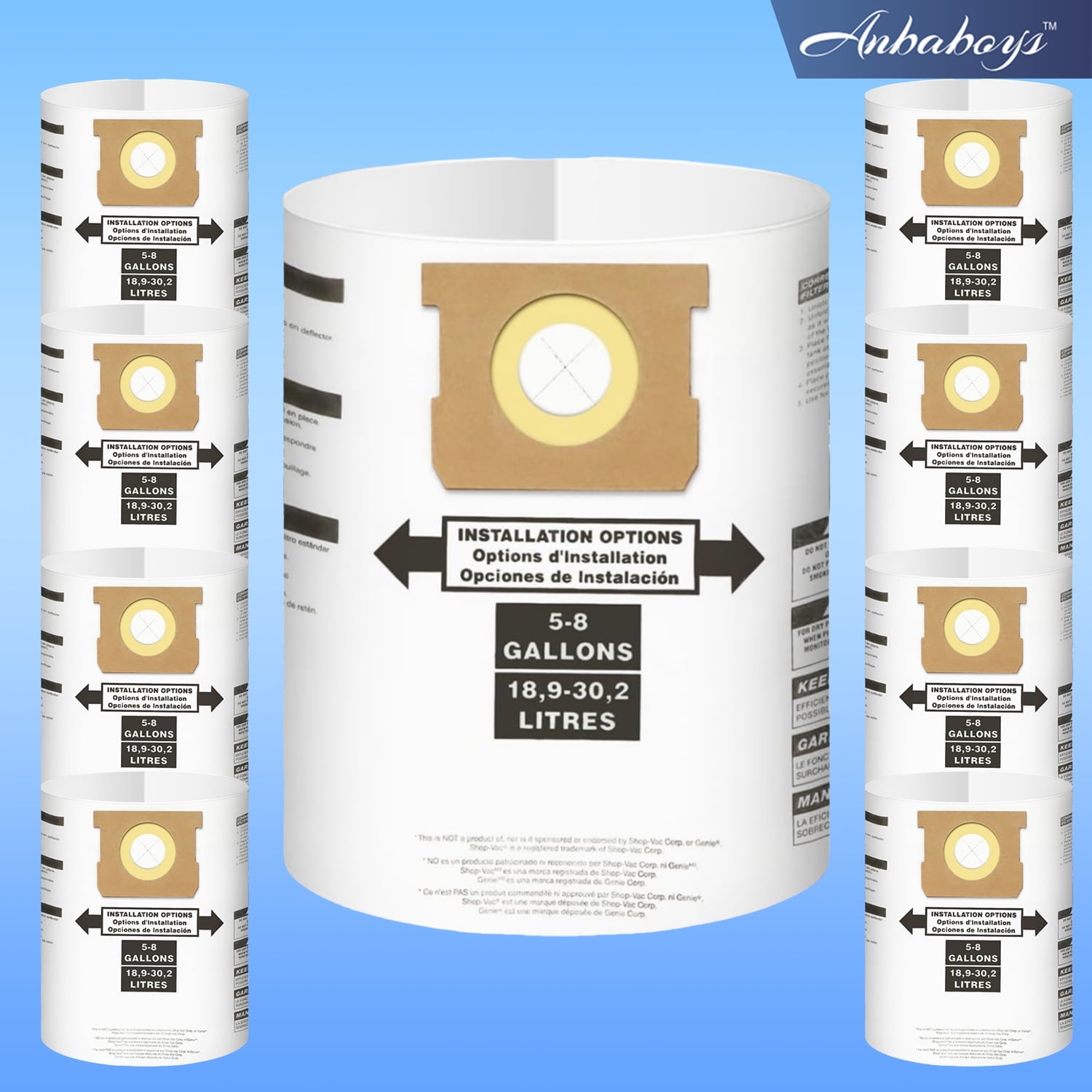 90661,90671,Disposable Filter Bags,Compatible with Shop-Vac 5-8 Gallon ...