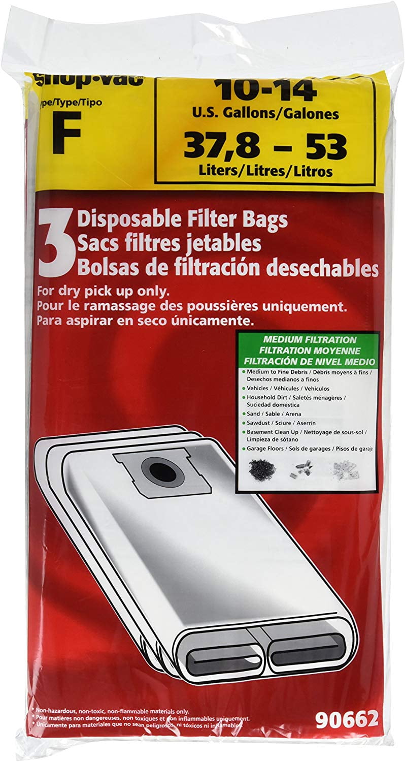 9066200 Type F 10-14 Gallon Dry Vacuum Disposable Collection Filter Bag ...