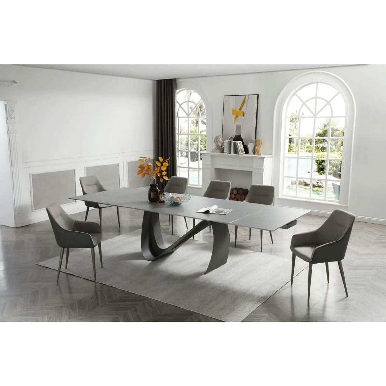 9087 Table with 1254 Swivel Chair Dining Set in Dark Gray, 5-PC ...