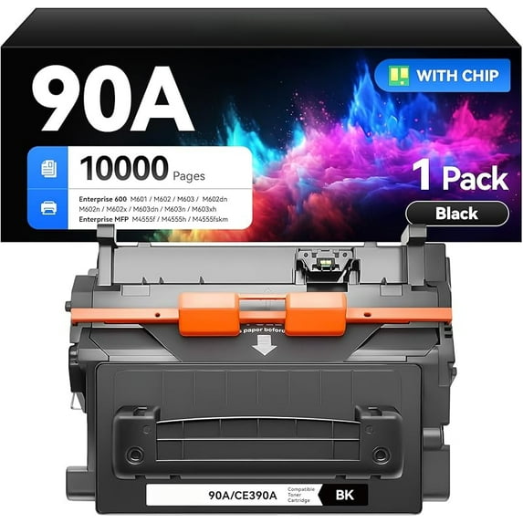 90A Black Toner Cartridge 1-Pack High Yield with Chip Replacement for ...