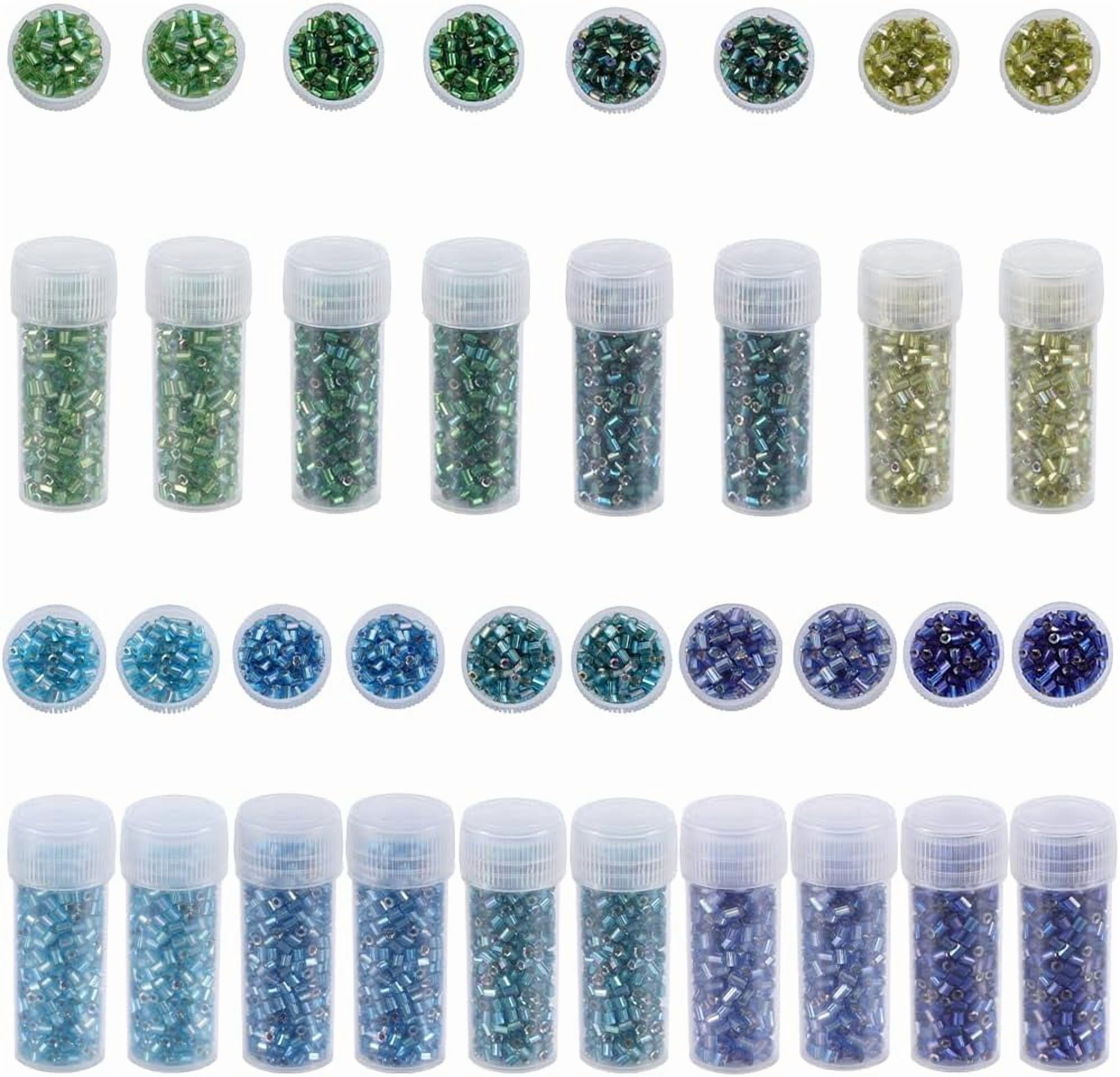 90G 9 Colors Tube Glass Seed Beads Small Bugle Beads 2mm Purple Green ...