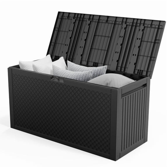 90GAL Outdoor Garden Storage Box with Wheels Weatherproof UV-Resistant ...