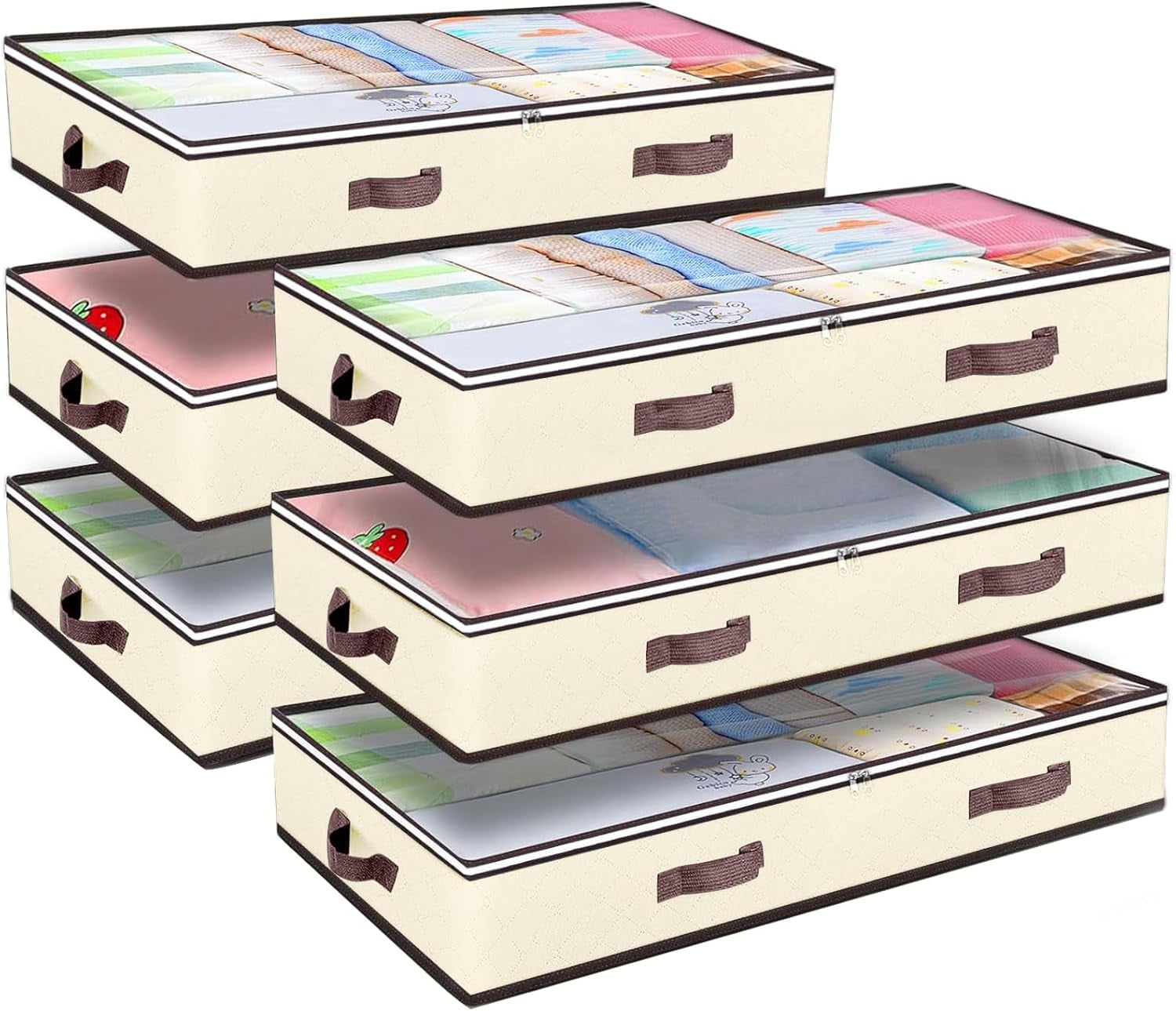 90L Under Bed Storage Containers, 6 Pack Underbed Closet Storage ...