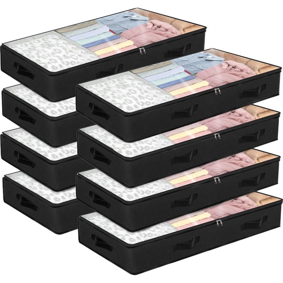 90L Under Bed Storage Containers, 8 Pack Foldable Storage Bins with ...