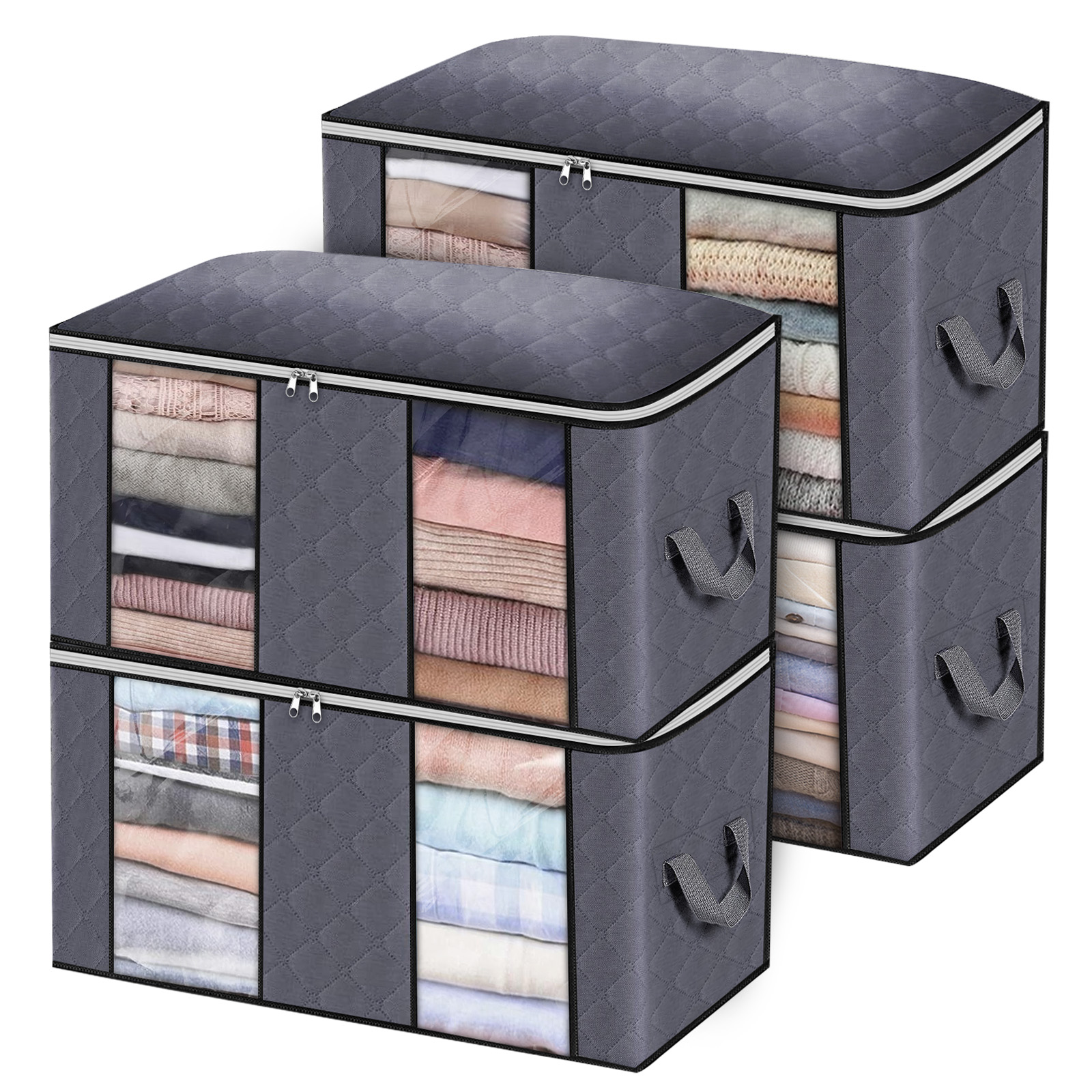 Foldable Large Capacity Clothes Storage Bag Organizer with Reinforced ...