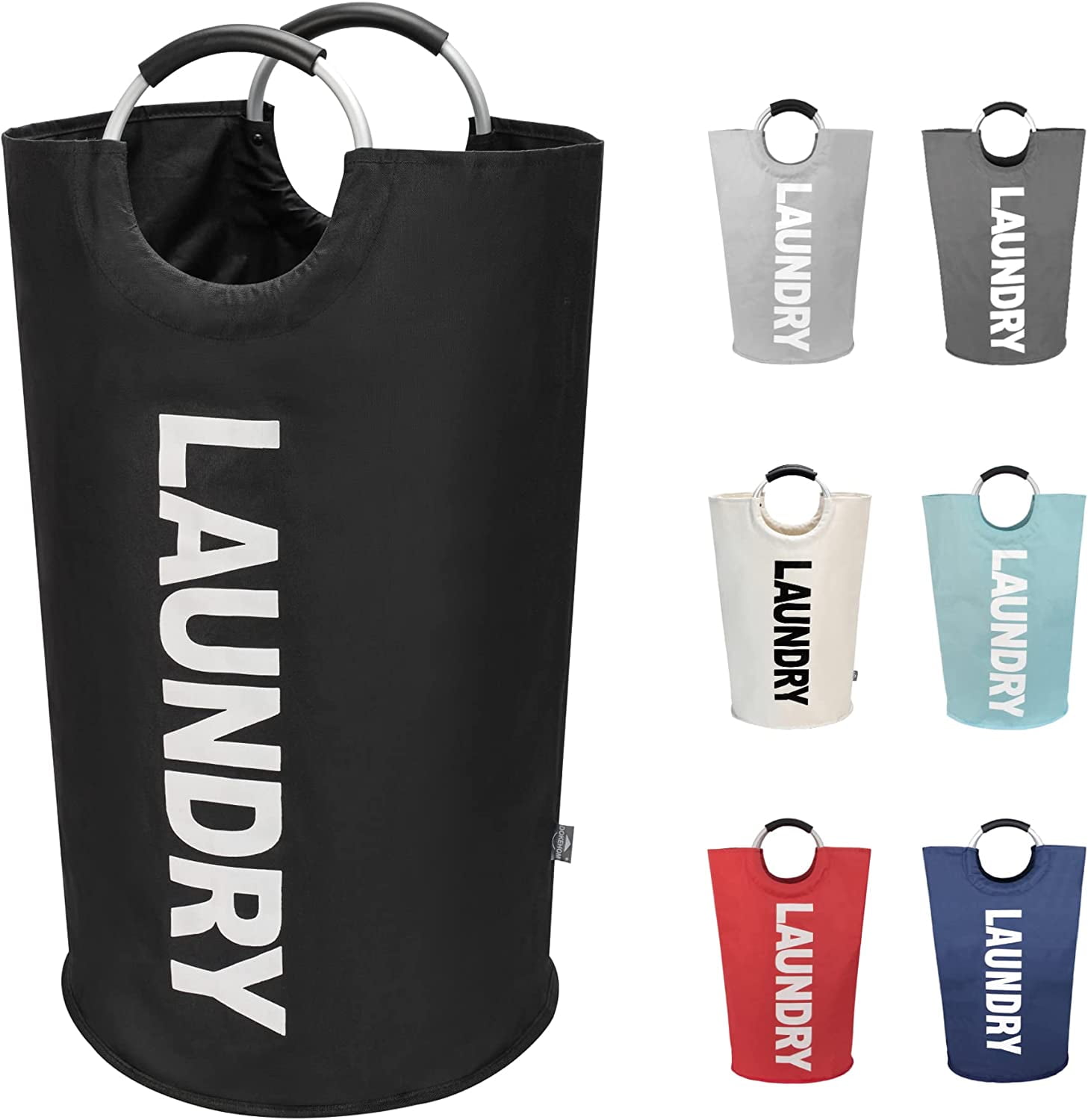 90L Collapsible Laundry Basket, Tall Freestanding Clothes Hamper ...