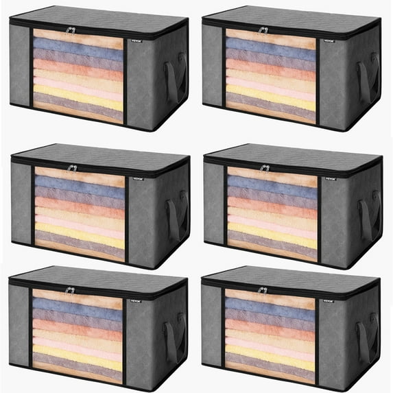 90L Extra-Large Storage Bags-6-Pack Foldable Closet Organizers with ...