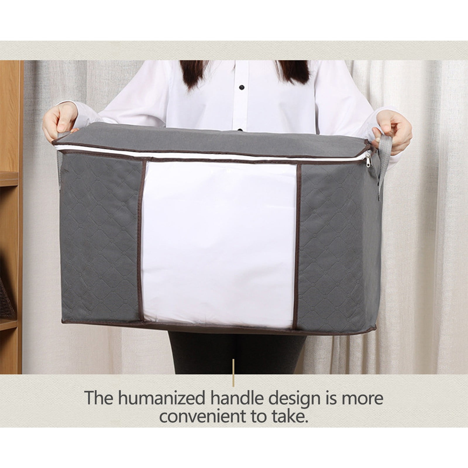 90L Large Capacity Clothes Storage Bag Organizer with Reinforced Handle ...