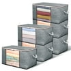 WeluvFit 90L Large Clothes Storage, 6 Pack Gray Collapse Zip Containers ...