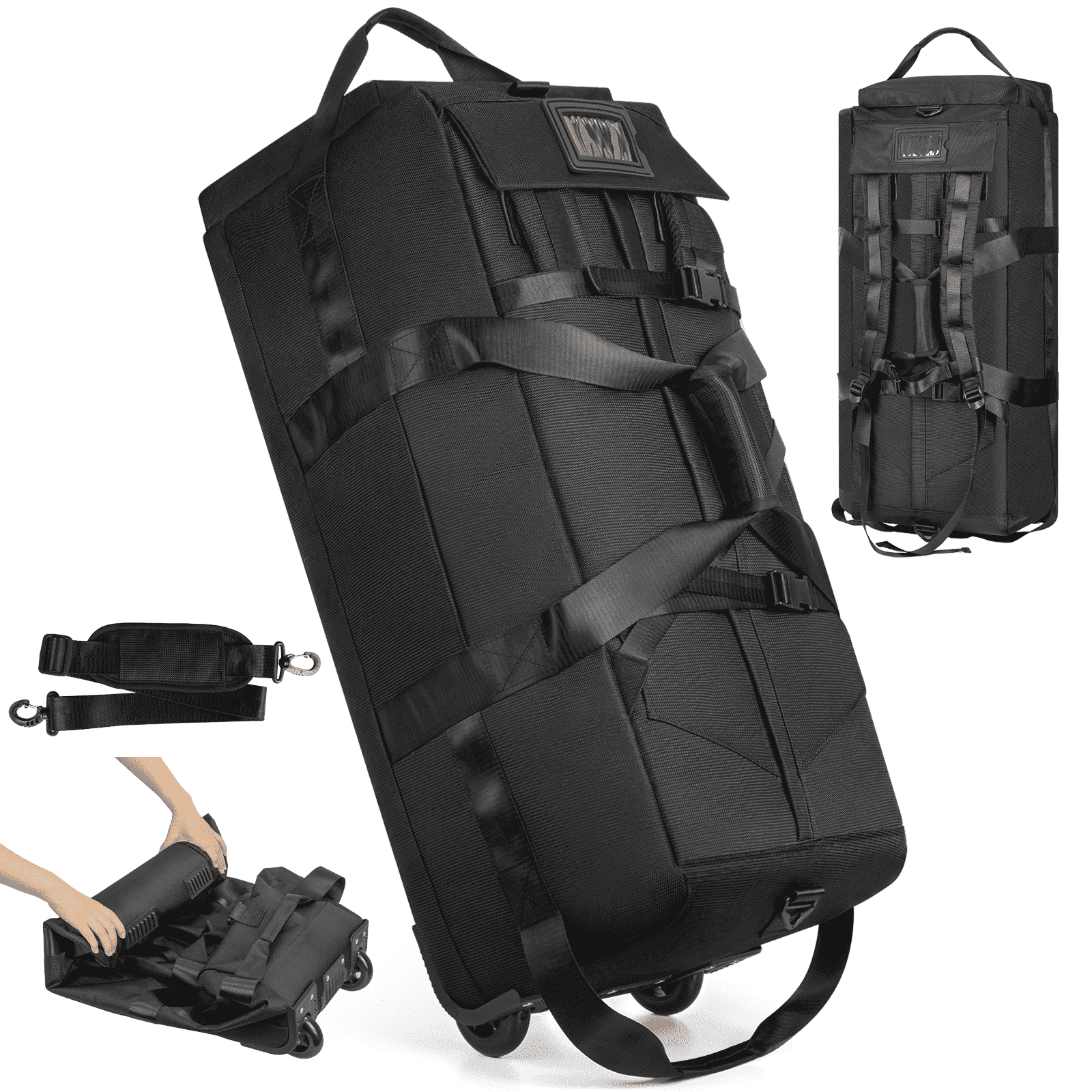 CshidWorld 34-Inch Foldable Rolling Duffle Bag, 90L Water-Resistant ...