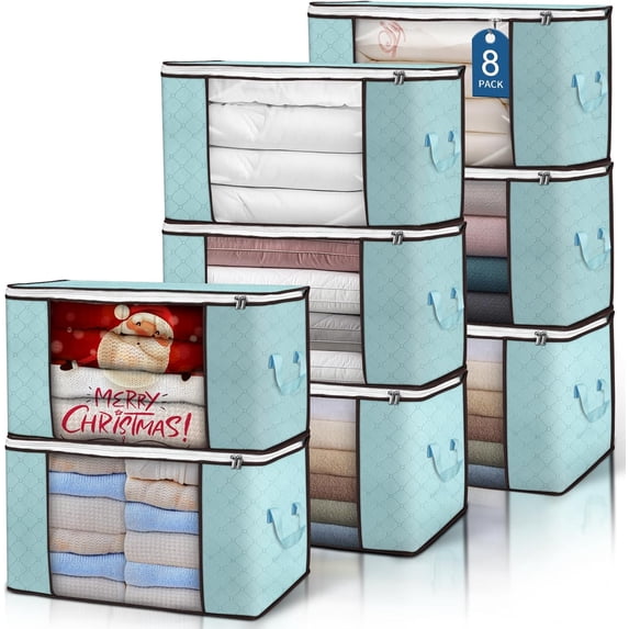 90L Large Storage Bags, 8 Clothes Storage Bins Foldable Closet ...