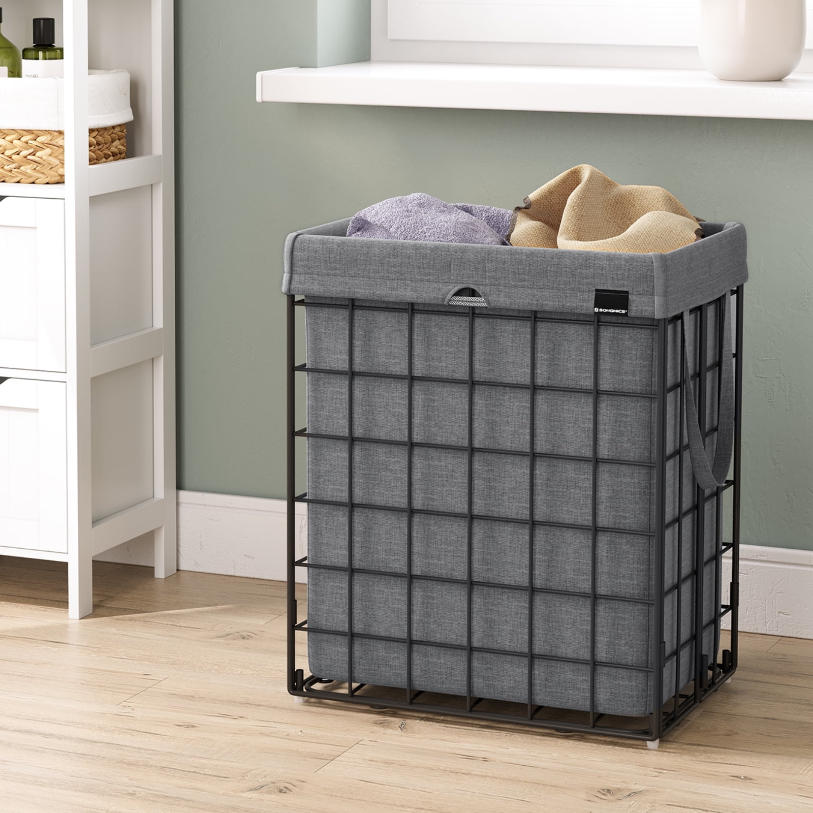 90L Laundry Hamper Laundry Basket Collapsible Clothes Hamper Removable ...