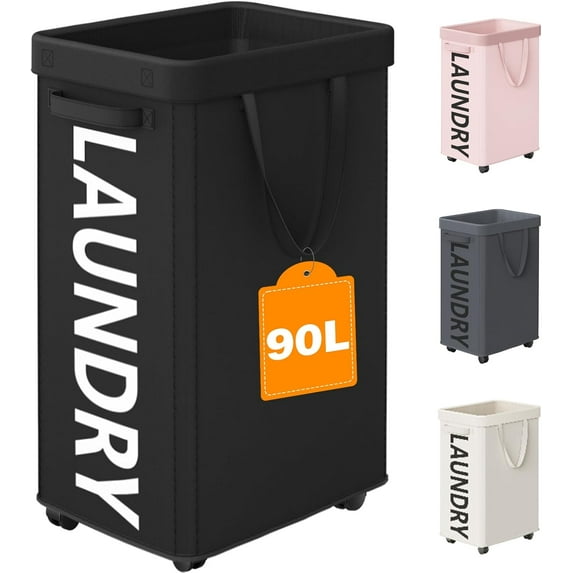 90L Rolling Laundry Basket with Wheels, 29 IN Hamper Wheels and ...