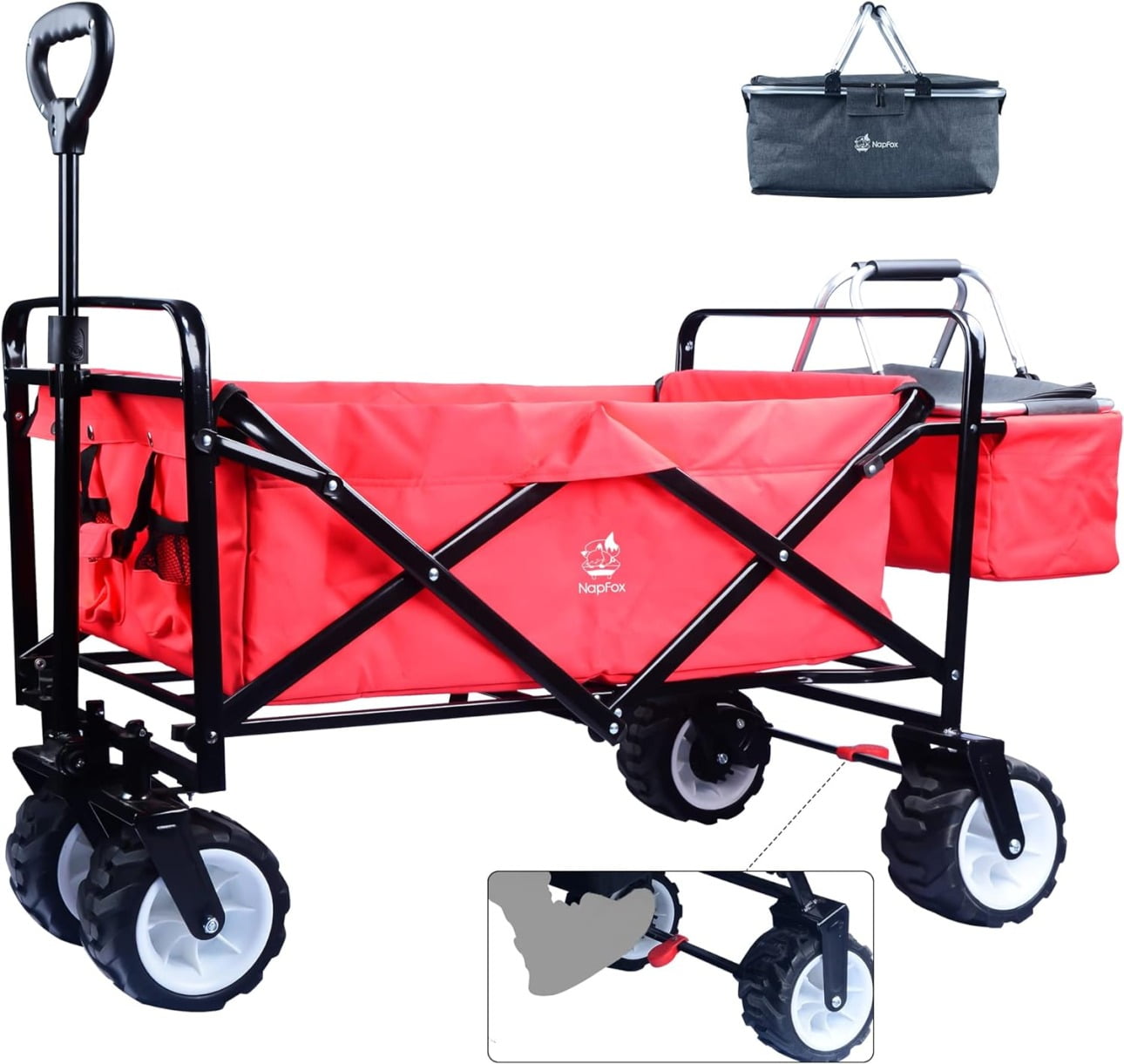 90L Wagons Carts Foldable for All Terrain, Portable Beach Wagon with ...