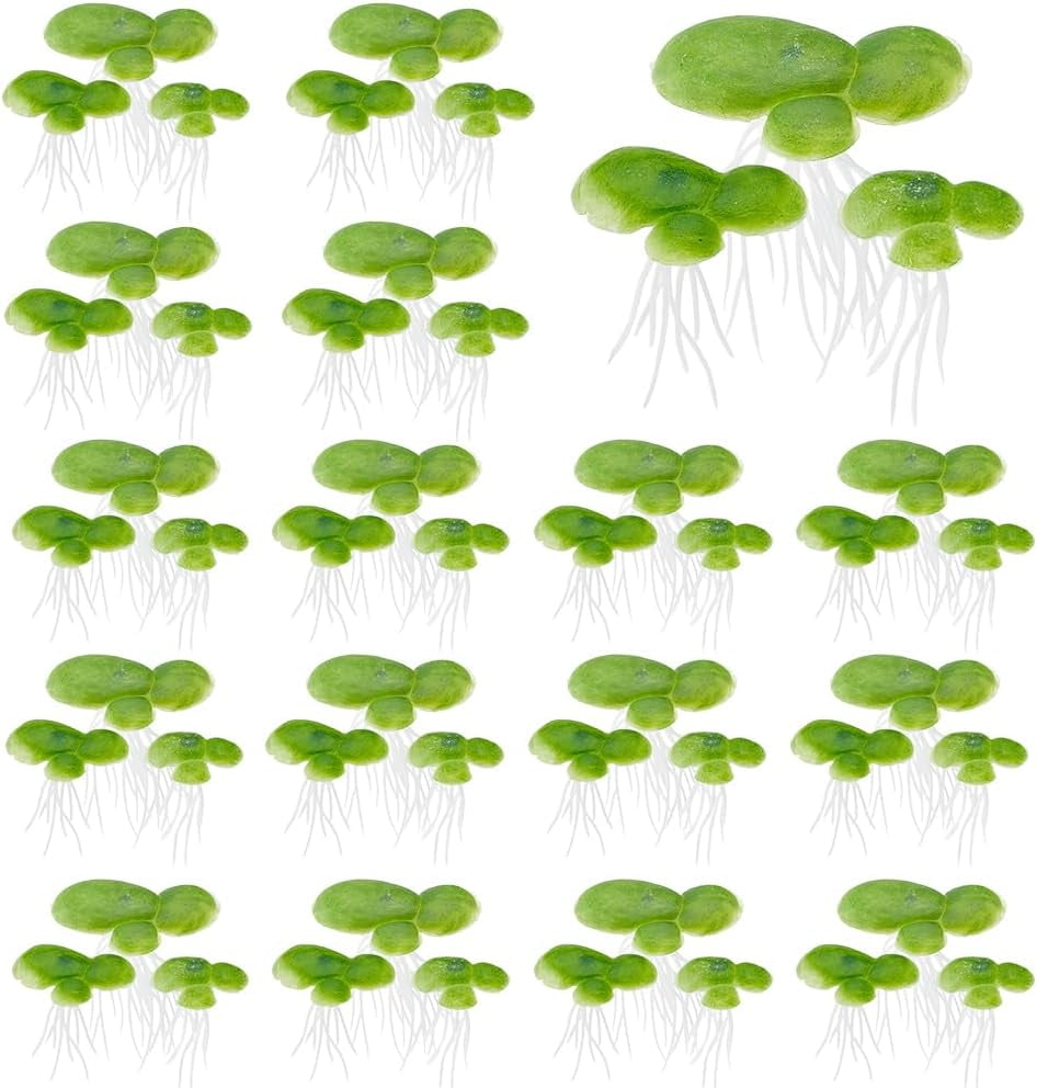 90PCS 3 Sizes Artificial Floating Duckweed Plastic Aquarium Floating ...
