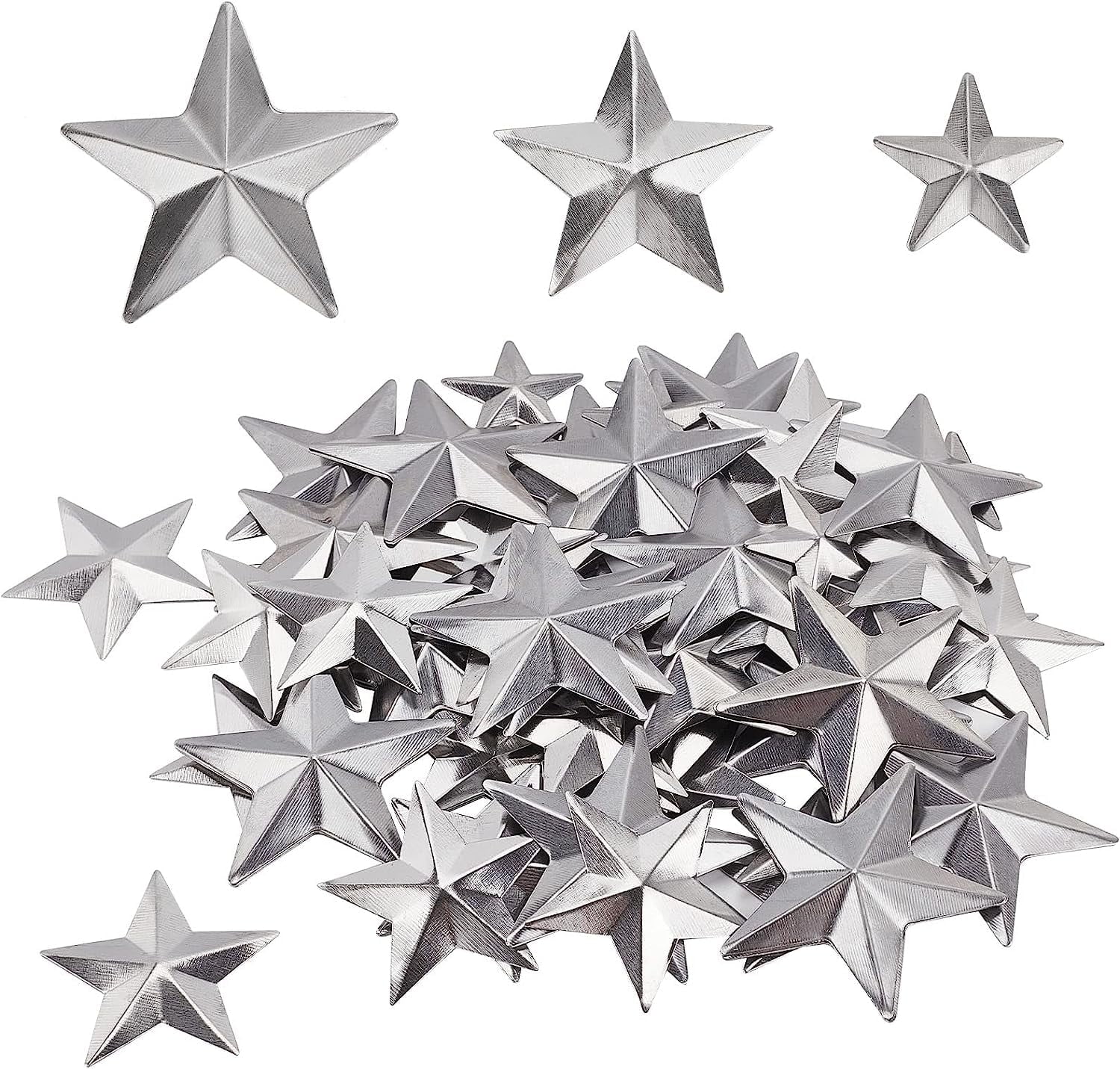90PCS 3 Sizes Metal Barn Star Rustic Three Dimensional Bulk Unfinished ...