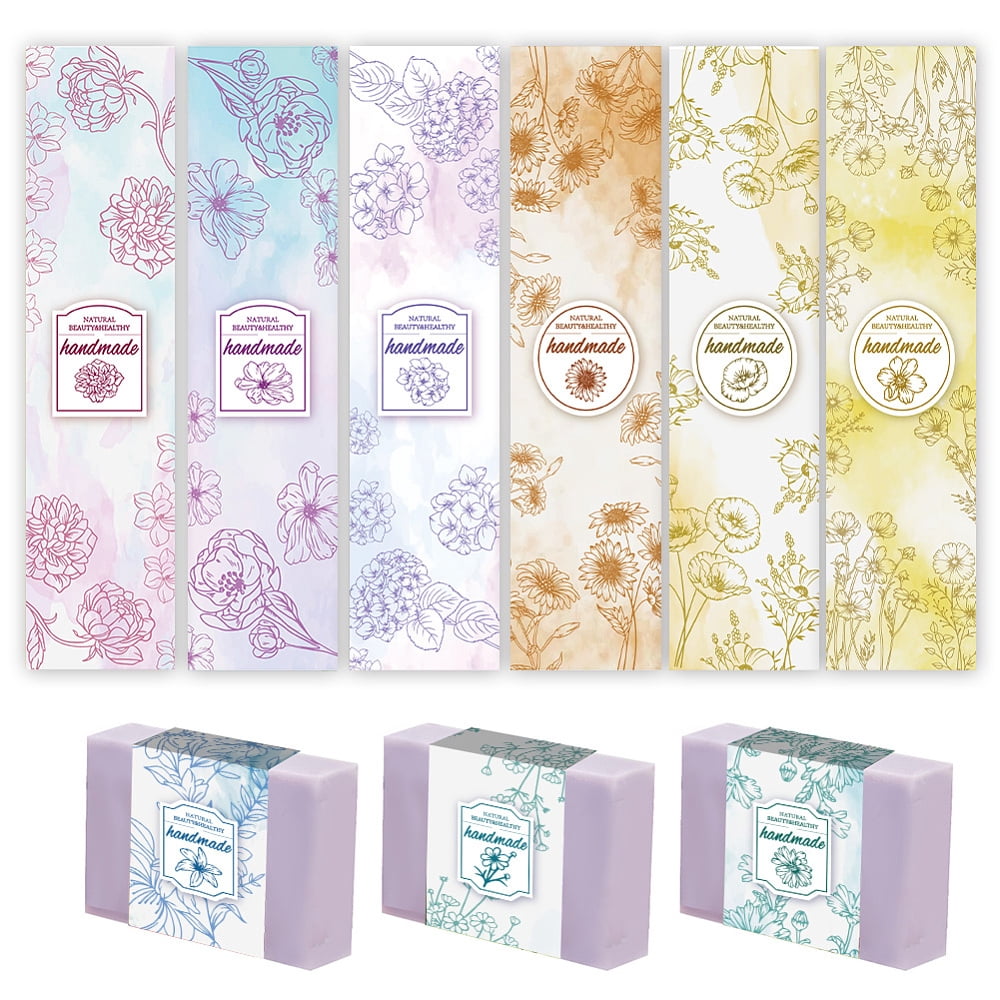 90PCS Flower Soap Wrapper 9 Styles Line Drawing Flowers Wrap Paper Tape ...
