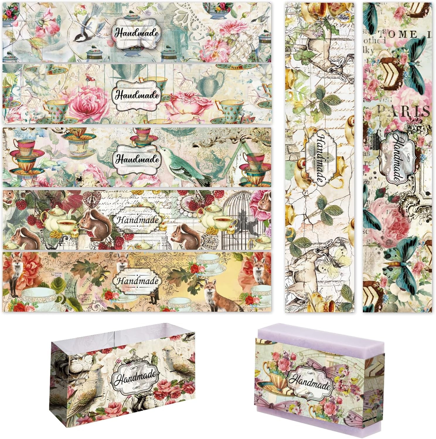 90PCS Flower Wrap Tape 9 Styles Vintage High Tea Wrap Paper Tape ...