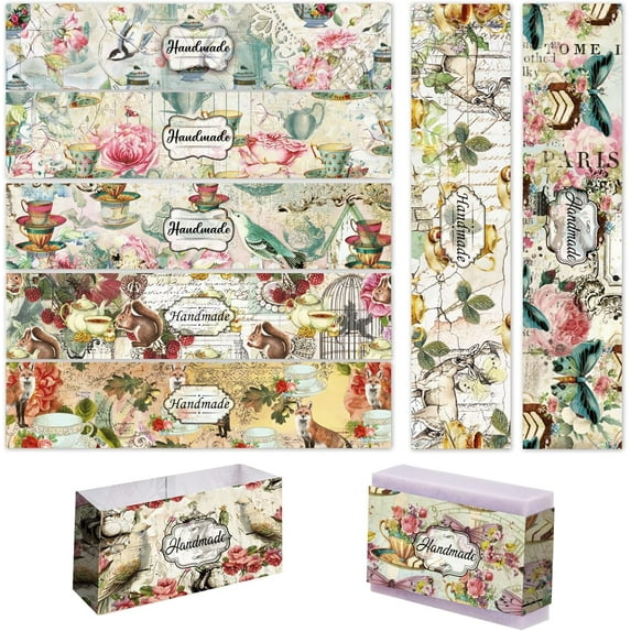 90PCS Flower Wrap Tape 9 Styles Vintage High Tea Wrap Paper Tape ...