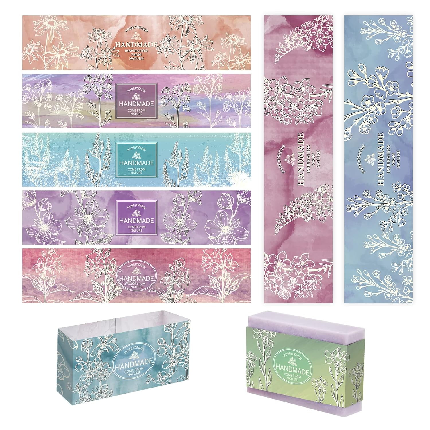 90PCS Soap Packaging Paper 9 Styles Marble Wrap Paper Tape Crafts ...