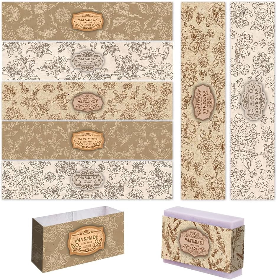90PCS Wrap Paper Tape 9 Styles Flower Soap Packaging Paper Soap Paper ...