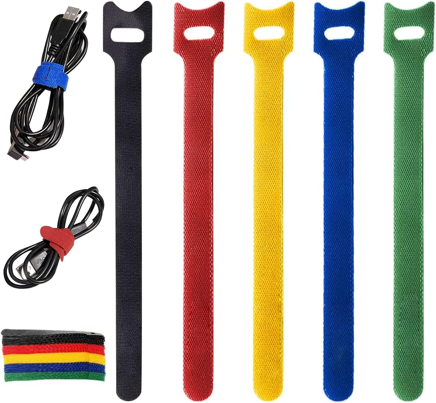 90Pcs 12mm Multicolor Reusable Cable Ties Soft Tough and Tensile Easy ...