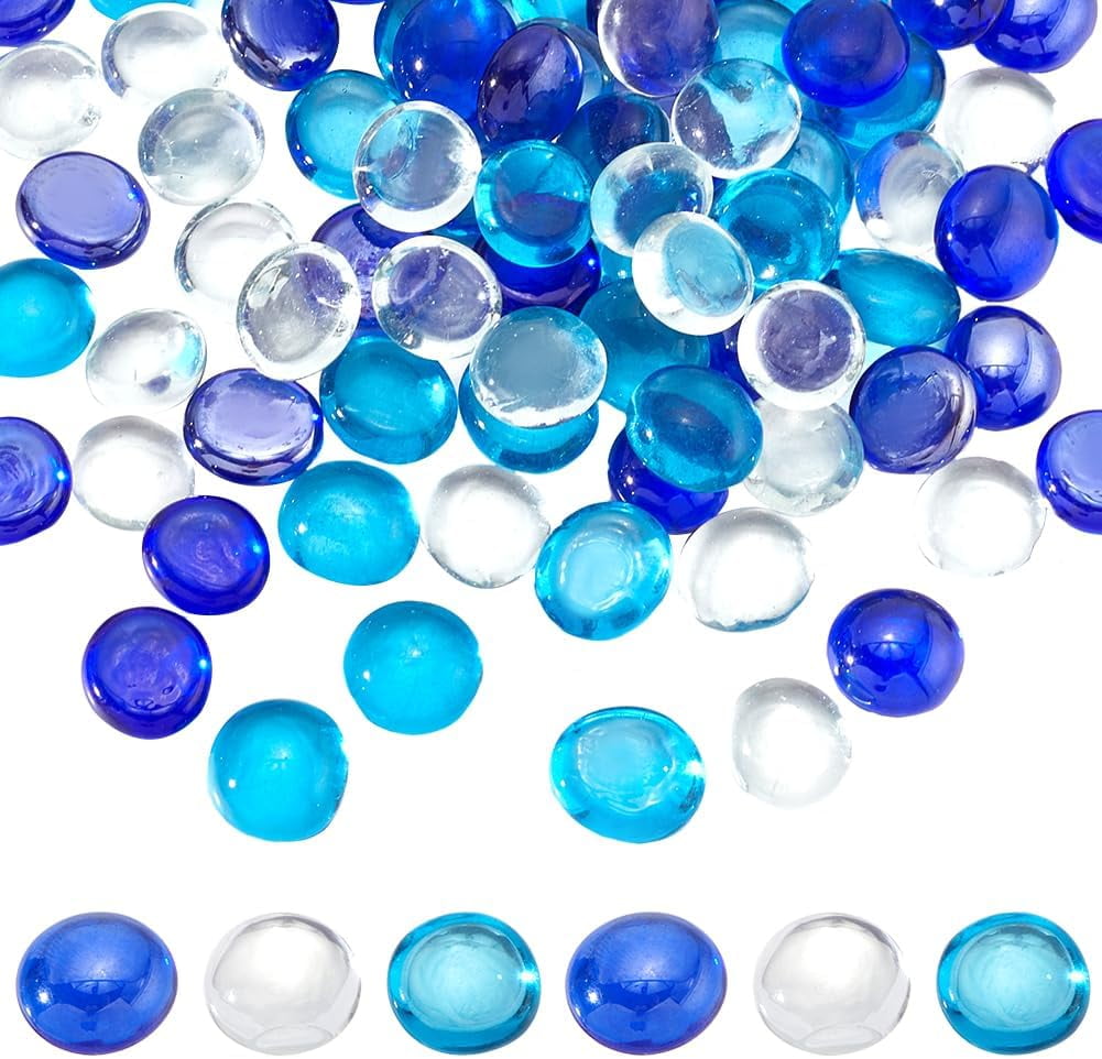 90Pcs 3 Colors Glass Pebbles Flat Stone Filler Bulk Assorted Half Round ...
