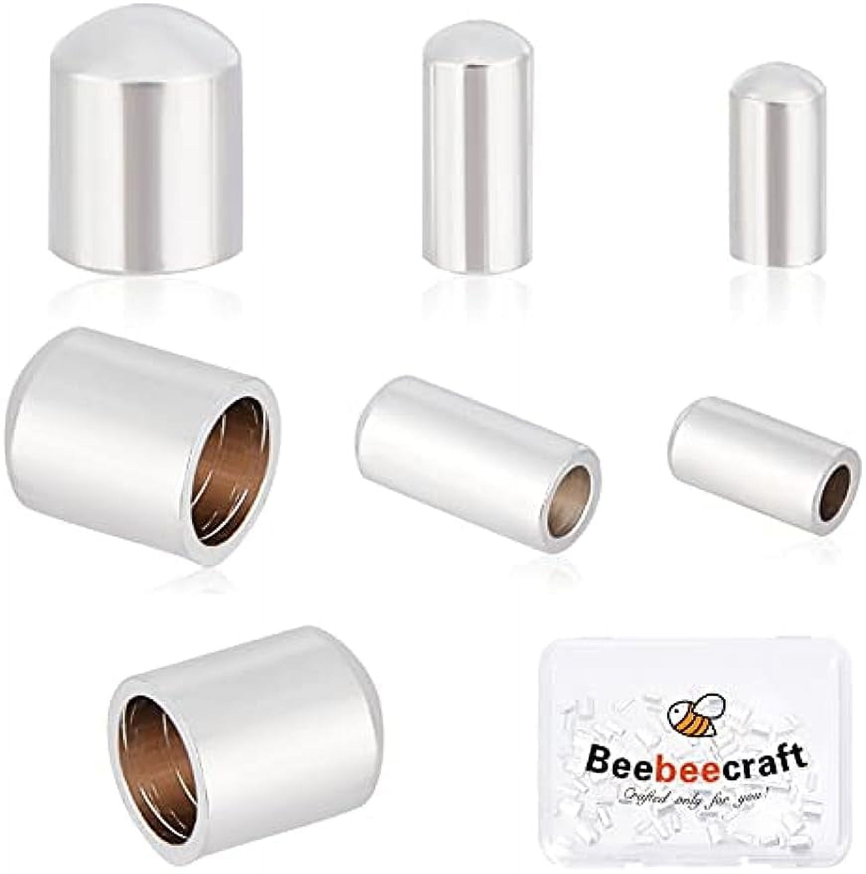 90Pcs 3 Size Leather Cord Ends 925 Sterling Silver Plated Column End ...
