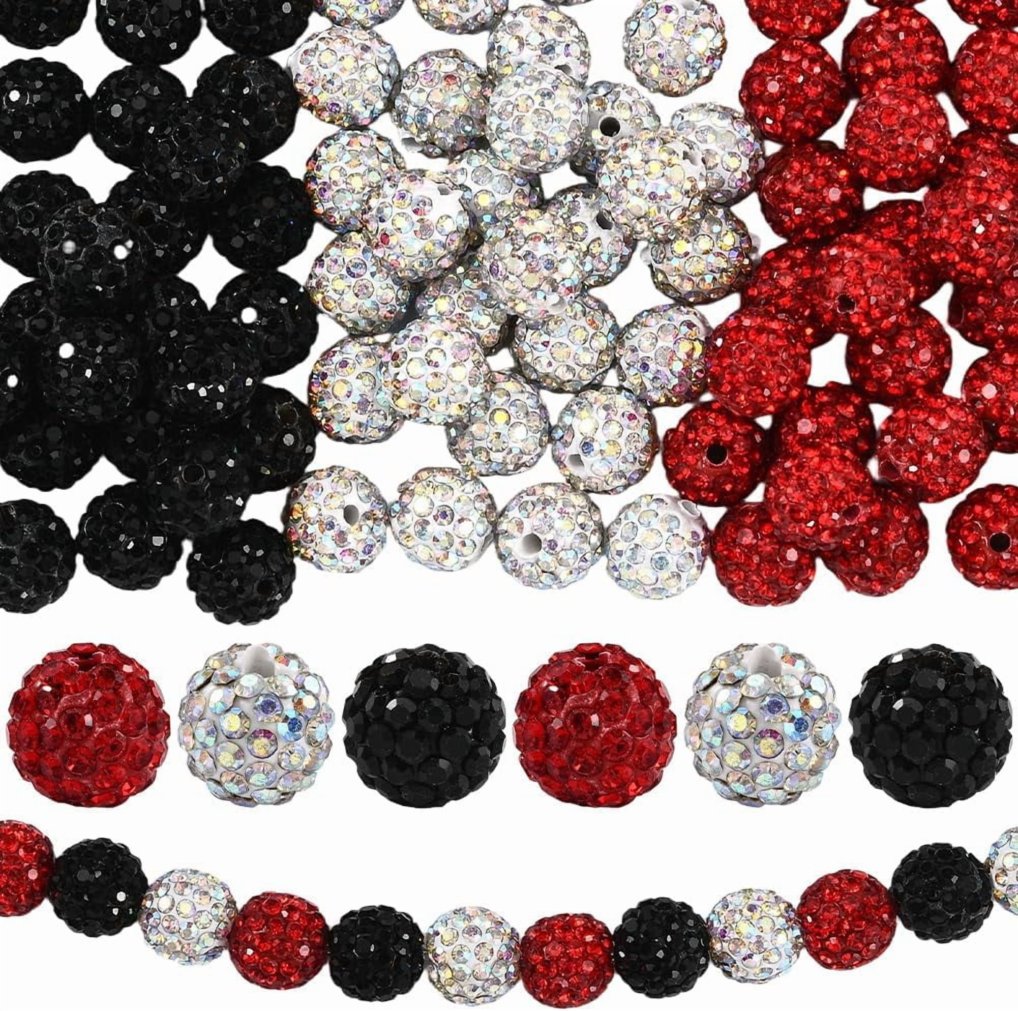 90Pcs 3 Styles Pave Disco Ball Beads Polymer Clay Rhinestone Beads ...