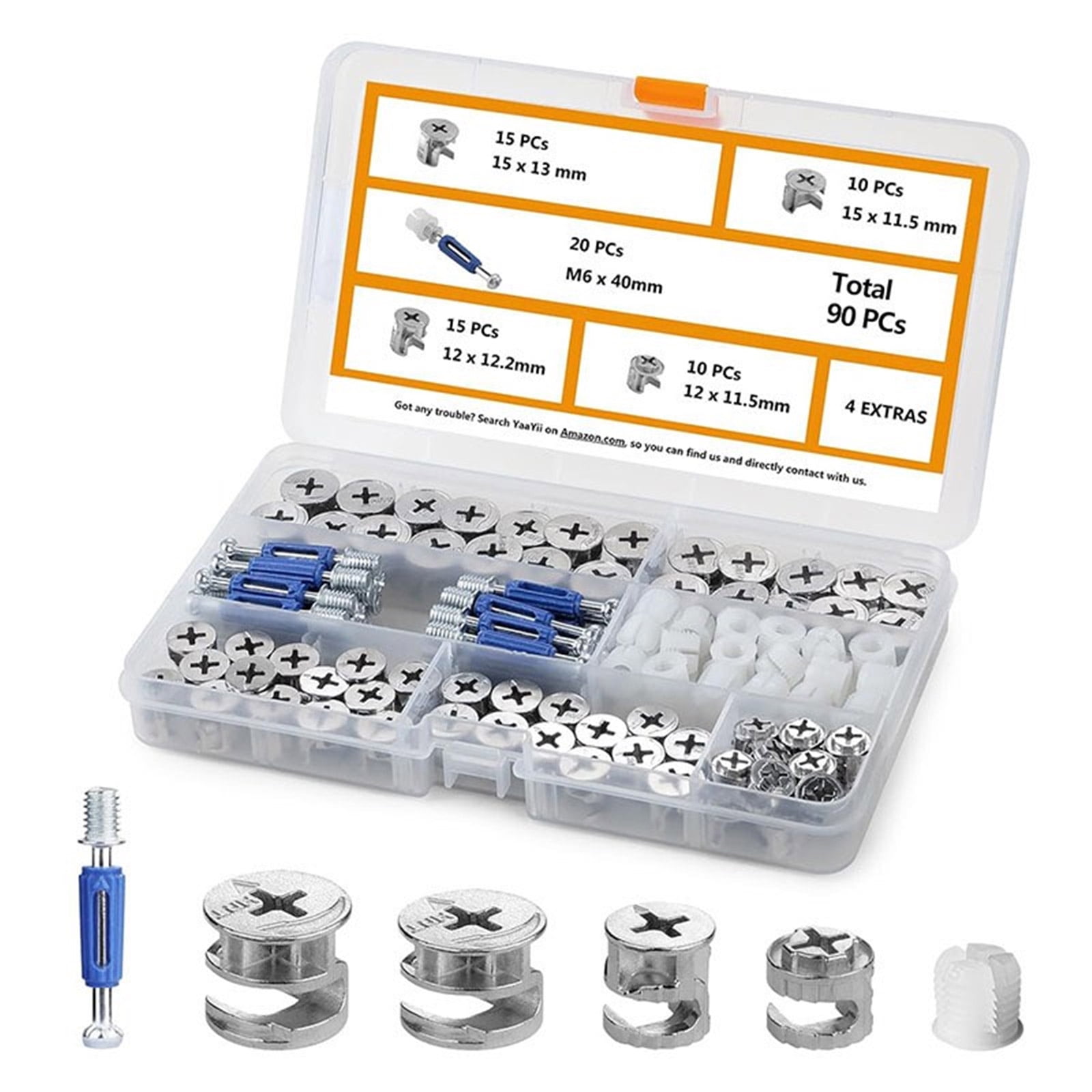 90Pcs 3 in 1 Connector Furniture Screws Eccentric Wheel Connecting ...