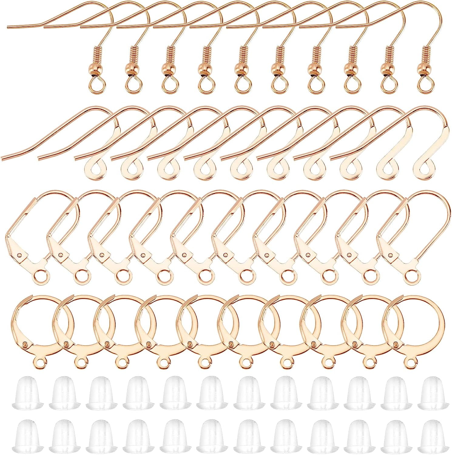 90Pcs 4 Styles Leverback Earring Hooks French Wire Hooks Fish Earrings ...