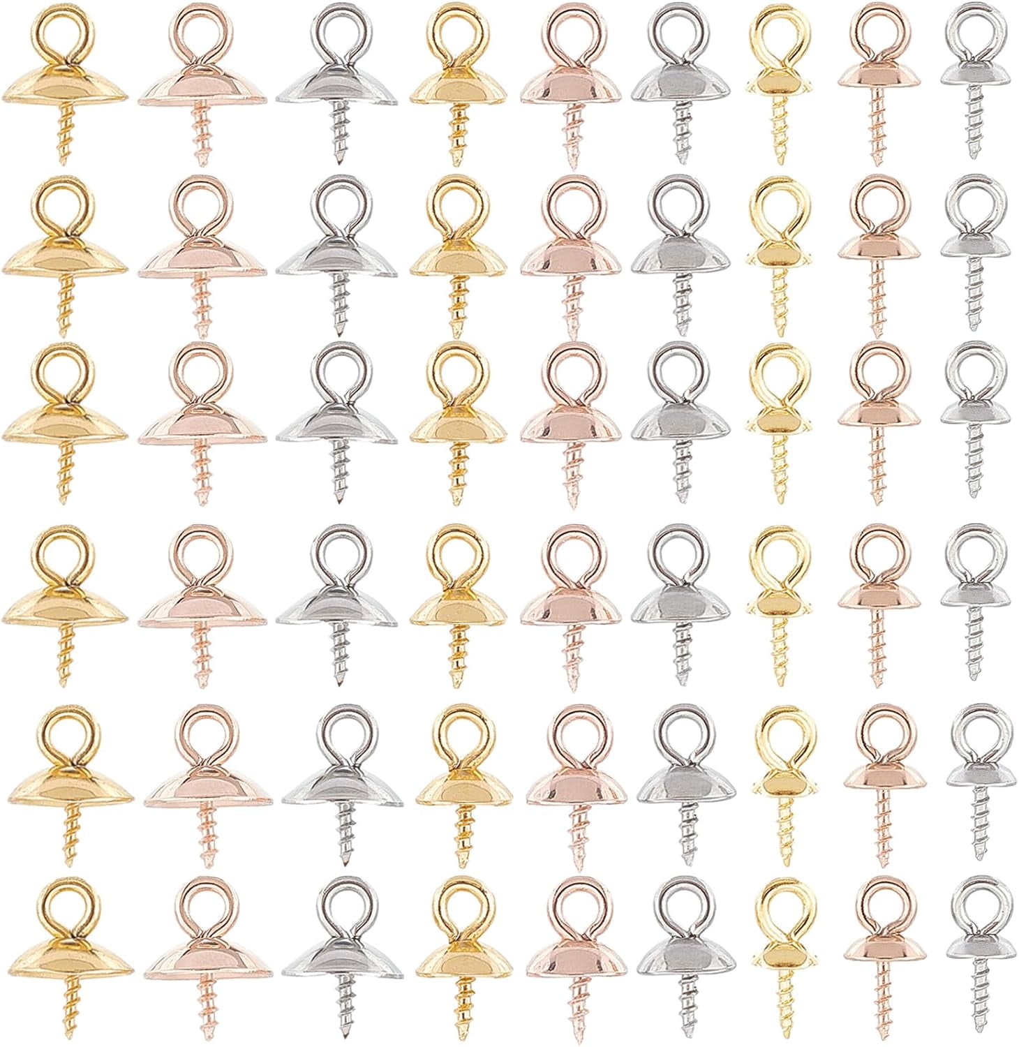 90Pcs 9 Style 201 304 Stainless Steel 90PCS Steel Screw Eye Pin Peg ...