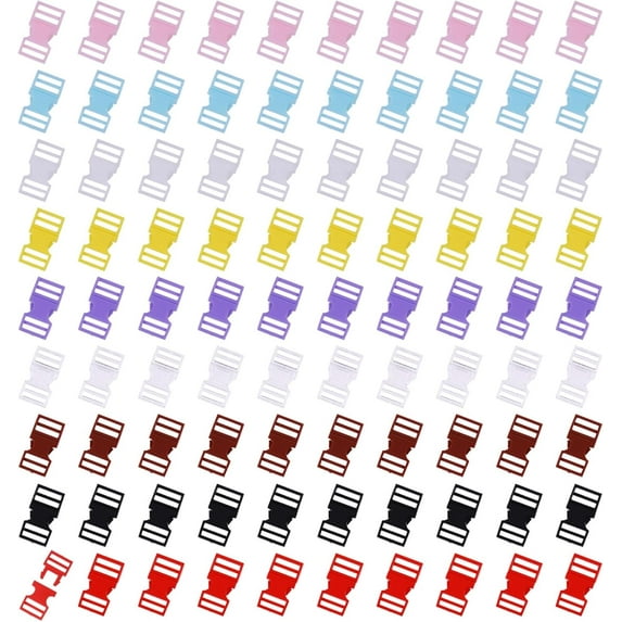 90Pcs 9Colors Mini Plastic Buckles Quick Release Buckles Breakaway ...