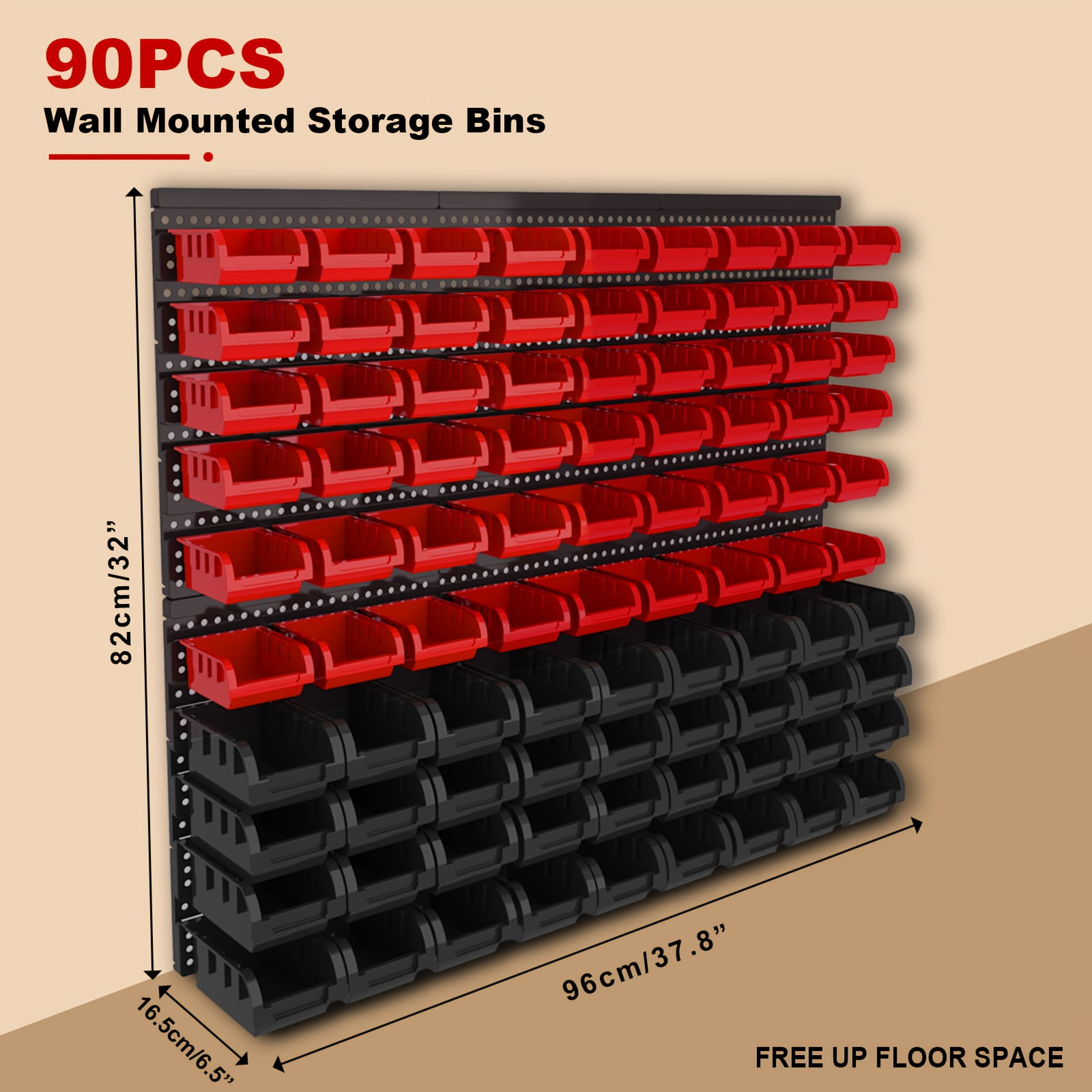 90Pcs Adjustable Wall-Mount Plastic Storage Bins - Garage Tool ...