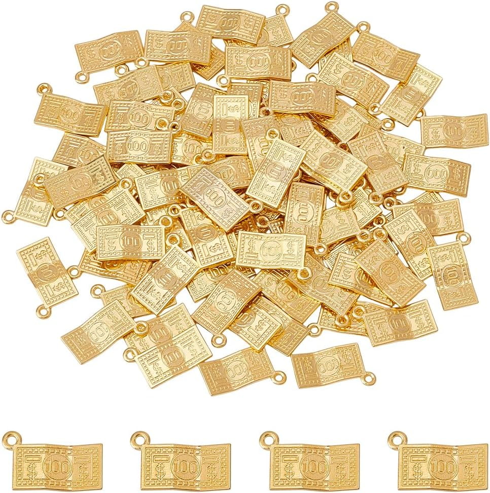 90Pcs Alloy 100 Dollar Bill Coin Currency Charms Money Sign Charms ...