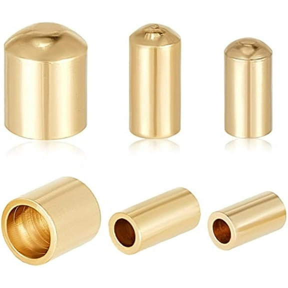 210pcs Cord End Caps 6 Colors Brass Glue-in Leather Cord Terminators ...